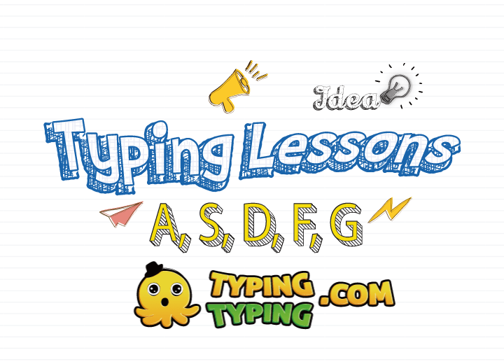 Typing Lessons: A, S, D, F, G and Shift Keys - TypingTyping